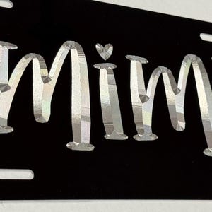 Engraved Mimi License Plate Front Vanity Car Tag Diamond Etched on ...