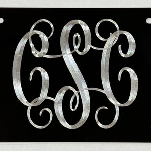 Custom Vine Monogram License Plate Car Tag 3 Letter Vanity Front ...