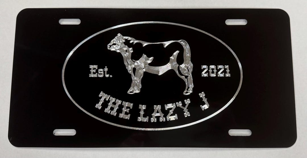 Custom Farm Ranch Logo License Plate Diamond Etched Engraved ...