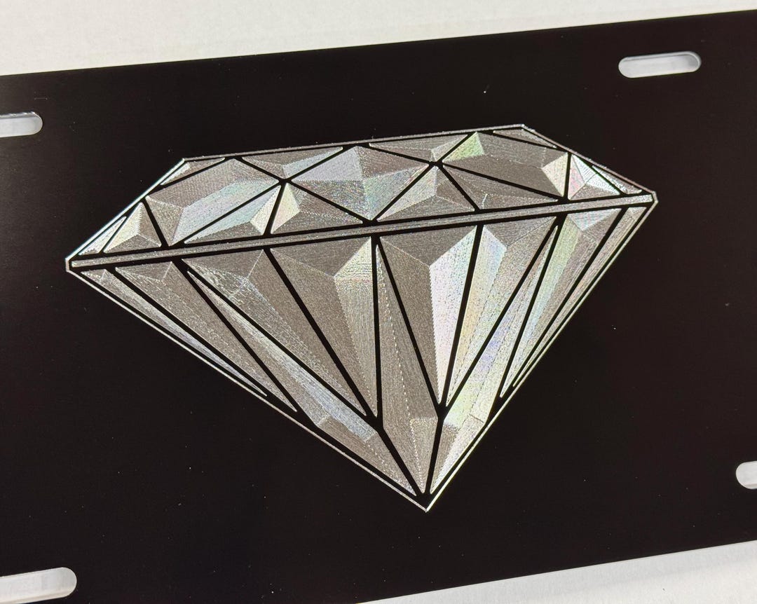 Engraved Diamond Jewel License Plate Car Tag Diamond Etched on Black ...