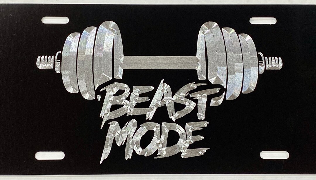 Engraved Beast Mode Weightlifting Gift License Plate Car Tag Diamond ...