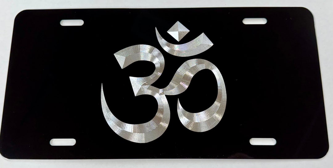 OM Hindu Symbol License Plate Vanity Front Car Tag Diamond Etched Black ...