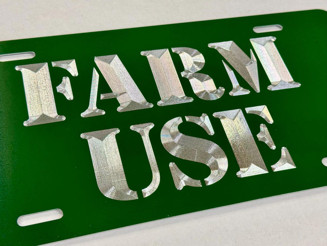 Farm Use License Plate Vanity Front Car Tag Diamond Etched Engraved on ...