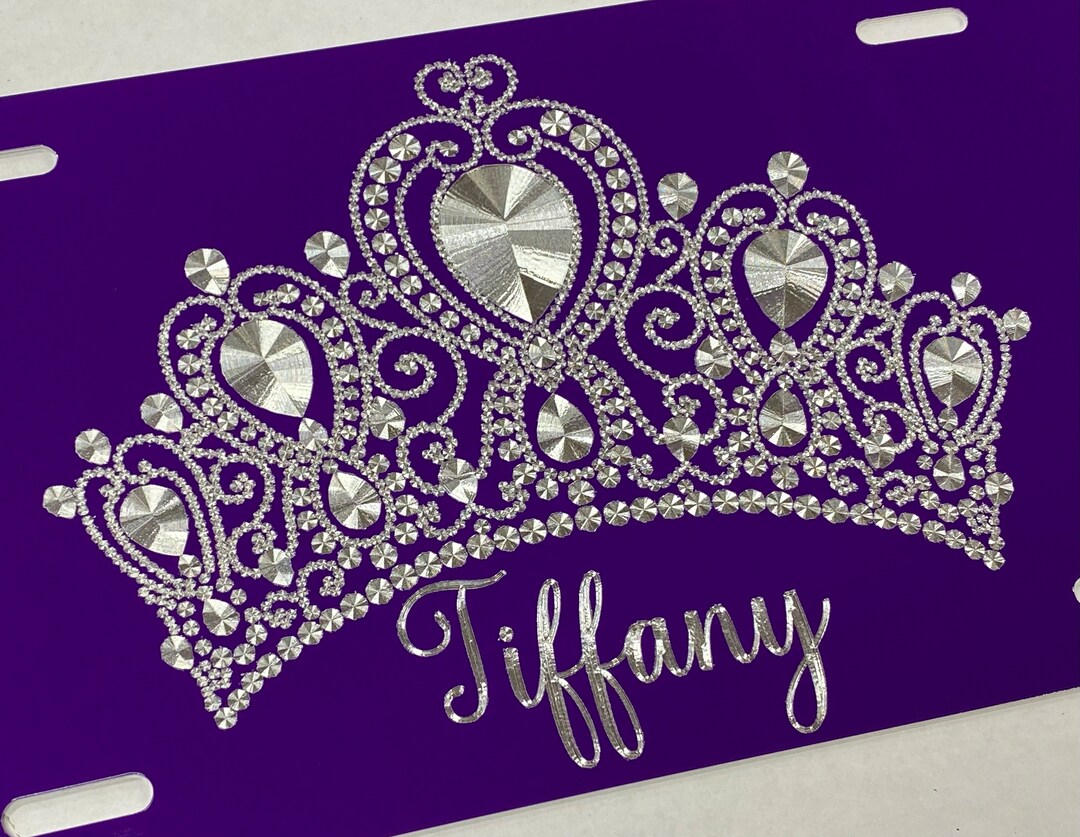 Crown Tiara Custom Personalized License Plate Car Tag Diamond Etched on ...