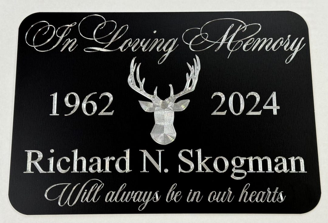 Memorial Grave Marker Sign Custom Diamond Etched Engraved on Black ...
