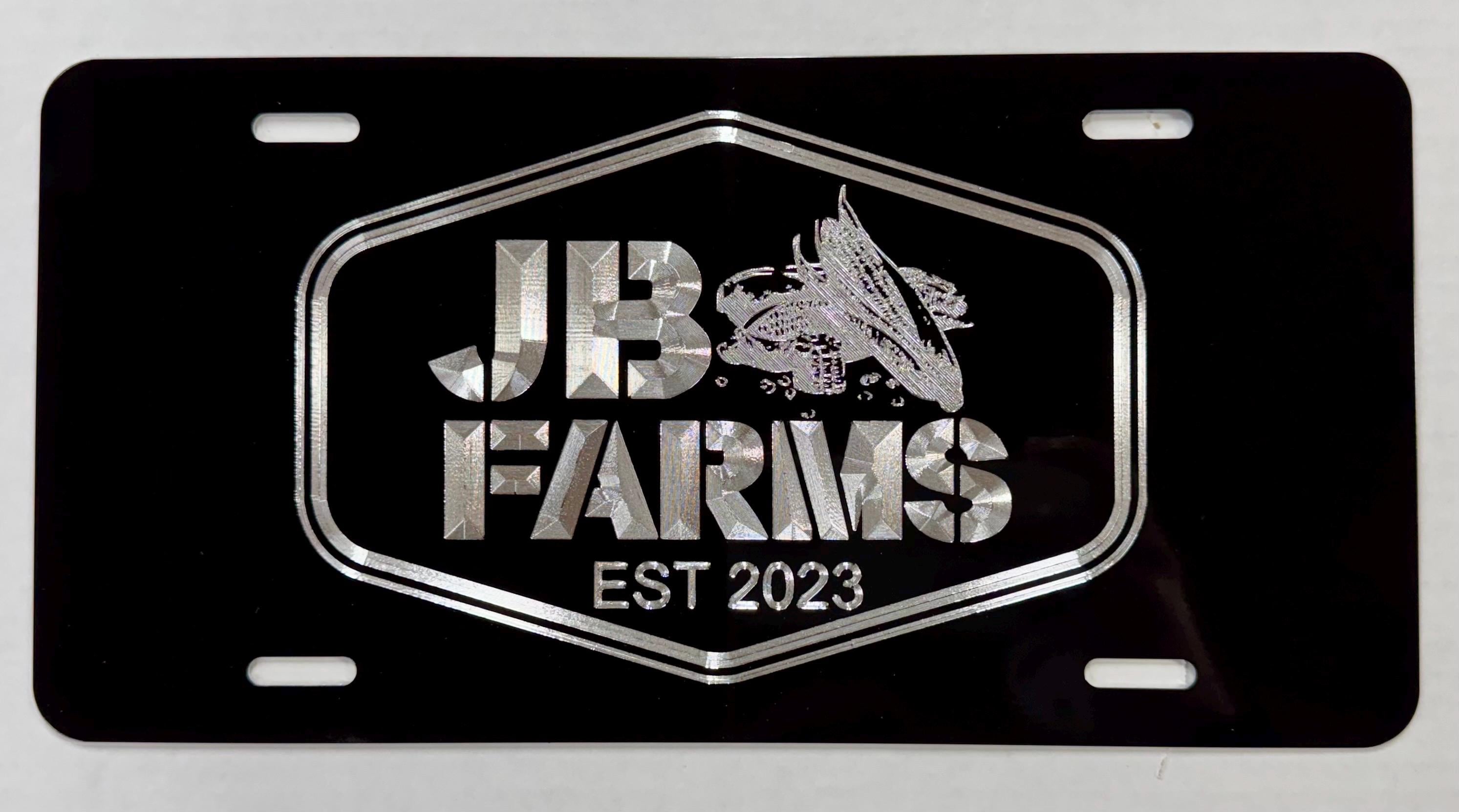 Custom Farm Ranch Logo License Plate Diamond Etched Engraved ...