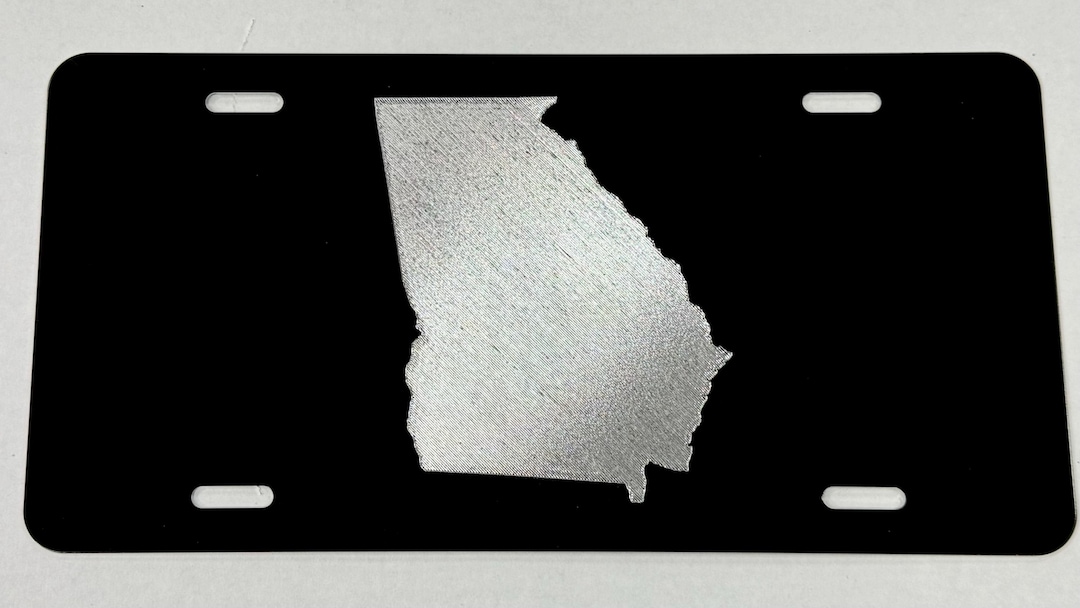 GA Georgia State License Plate Car Tag Diamond Etched Engraved on Black ...