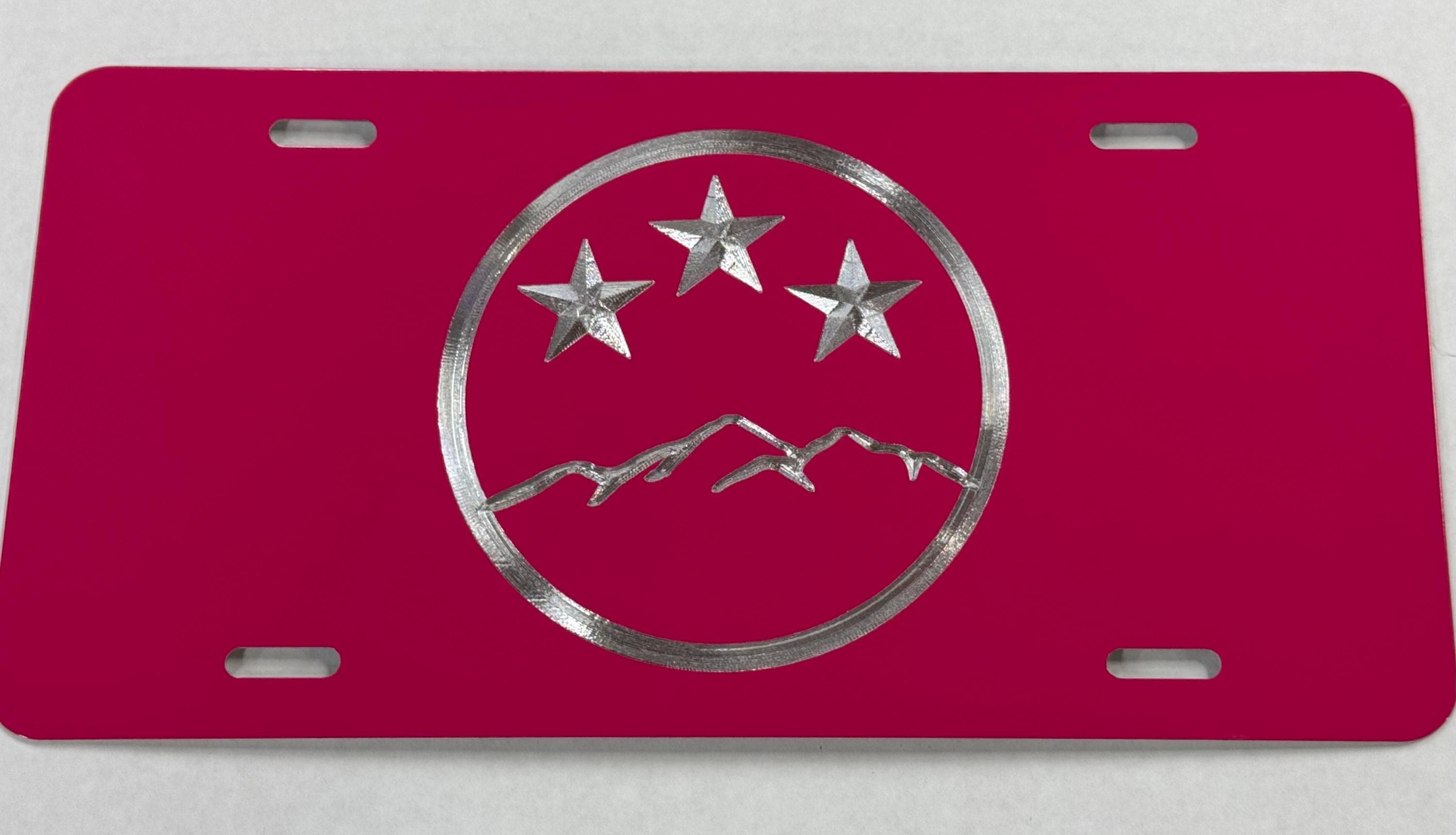 Tennessee TN State Flag Mountains License Plate Car Tag Diamond Etched ...