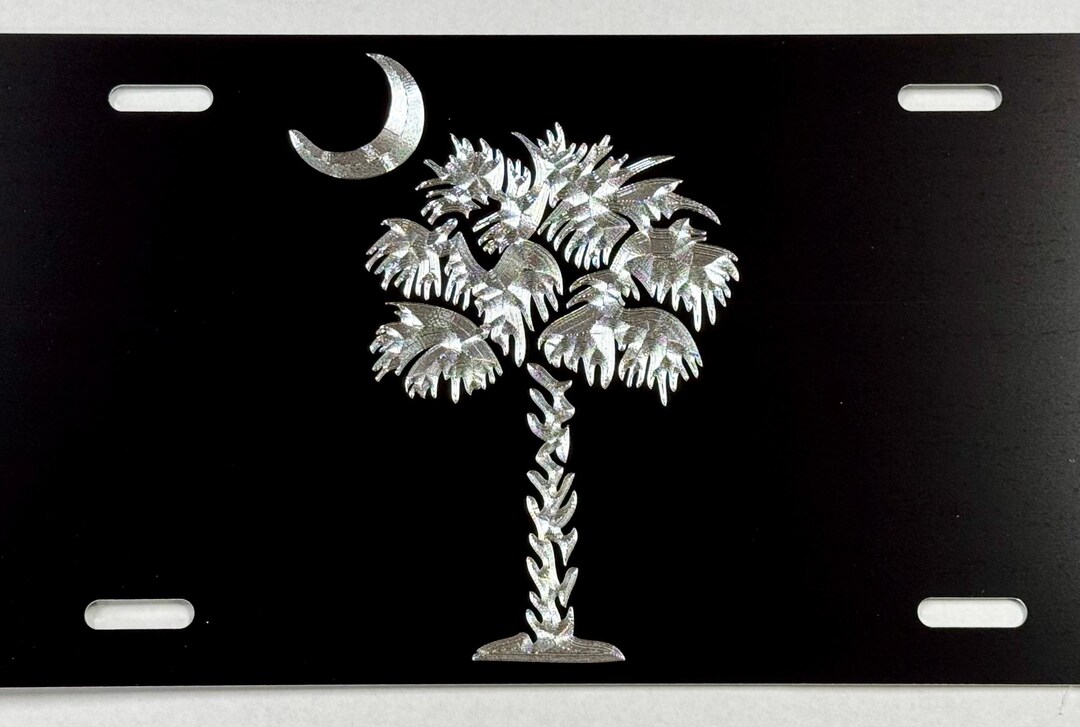 SC South Carolina Flag Palmetto Palm Tree License Plate Car Tag Diamond ...
