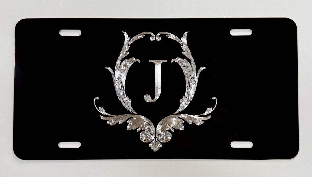 Monogram Filigree License Plate Car Tag Custom Personalized Diamond ...