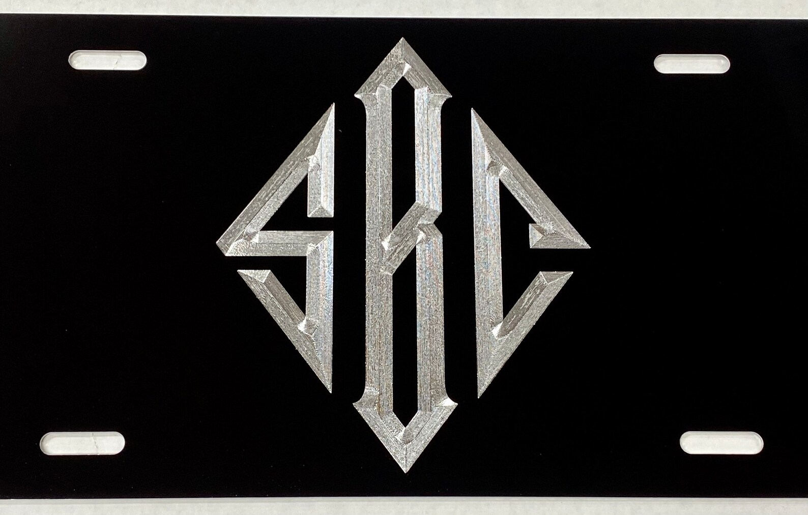 Engraved Custom Personalized Diamond Monogram License Plate Vanity ...