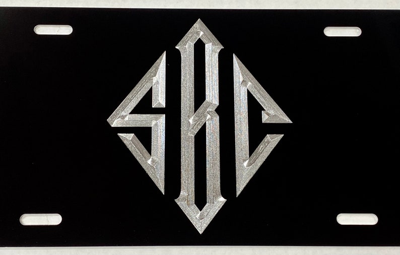Engraved Custom Personalized Diamond Monogram License Plate Vanity ...