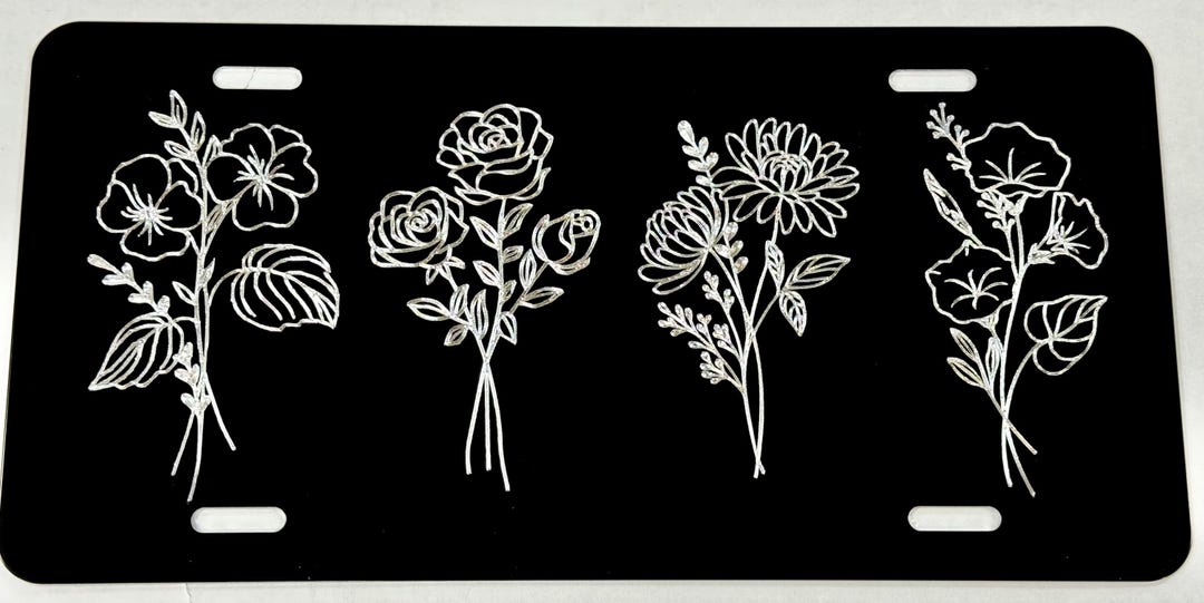 Custom Birth Month Flower License Plate Vanity Front Car Tag Diamond ...