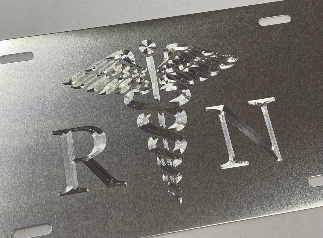 RN Registered Nurse License Plate Car Tag Diamond Etched Silver ...