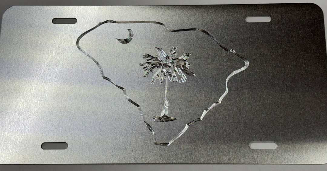 SC State Flag Palmetto Tree License Plate Car Tag Diamond Etched ...