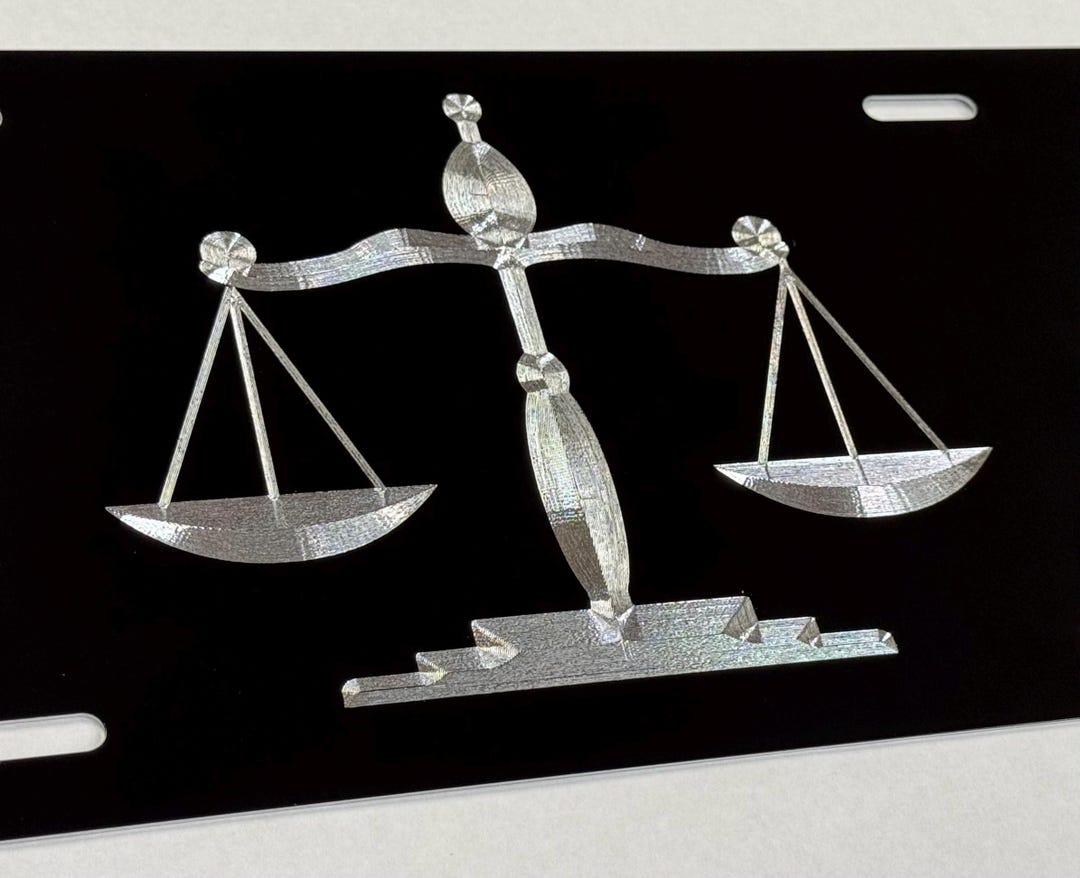 Scales of Justice Law Lawyer License Plate Car Tag Silver Diamond ...