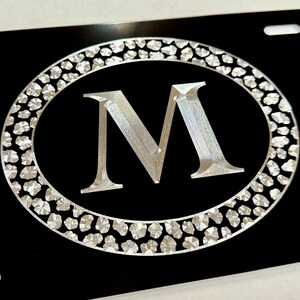 Custom Leopard Monogram License Plate Car Tag Diamond Etched Engraved ...