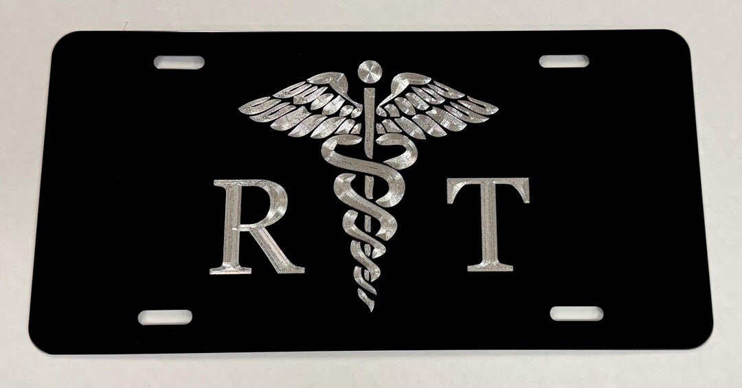 RT Respiratory Therapist License Plate Car Tag Silver Diamond Etched ...