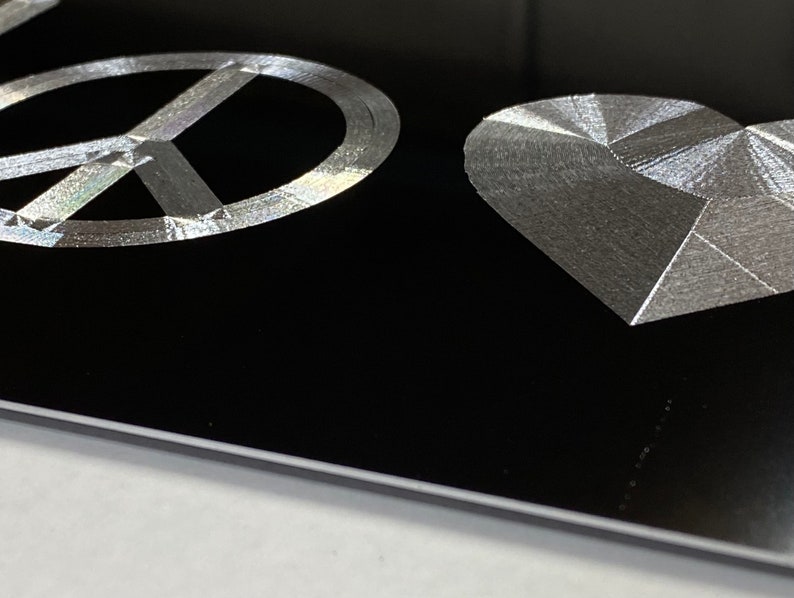 Engraved Love Peace Heart License Plate Car Tag Diamond Etched on Black ...