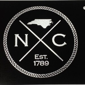 NC North Carolina State License Plate Car Tag Diamond Etched on Black ...