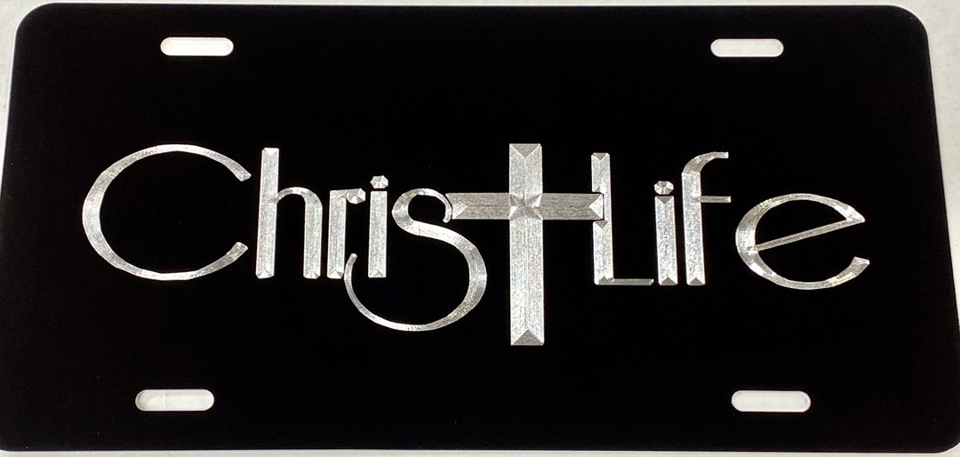 Engraved Christ Life Cross Christian Gift License Plate Vanity Front ...