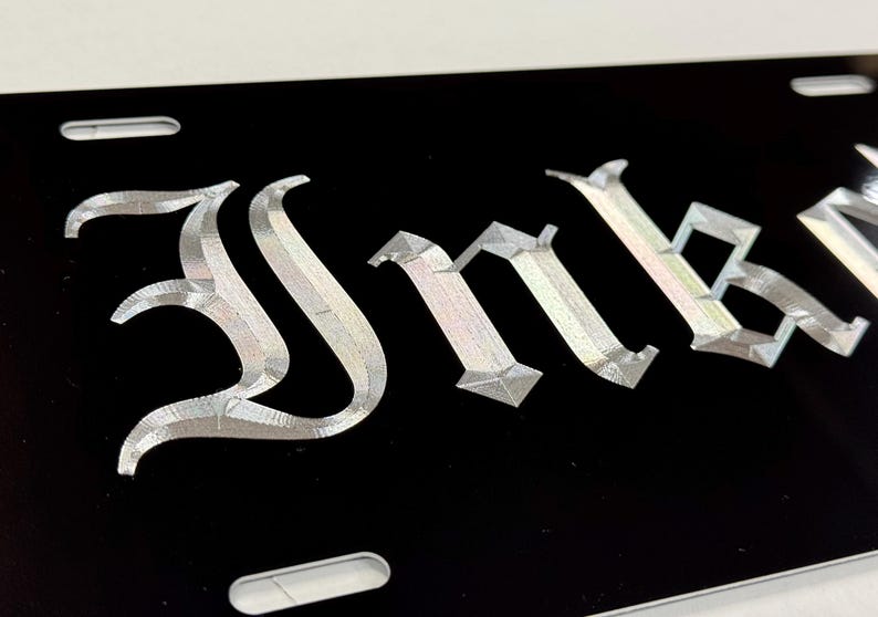 Inked Tattoo License Plate Vanity Front Car Tag Diamond Etched Engraved ...