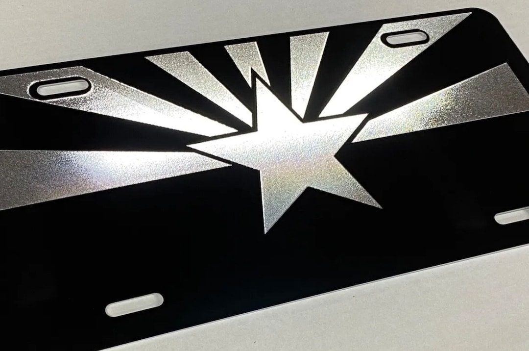 Arizona AZ State Flag License Plate Car Tag Diamond Etched Engraved on ...