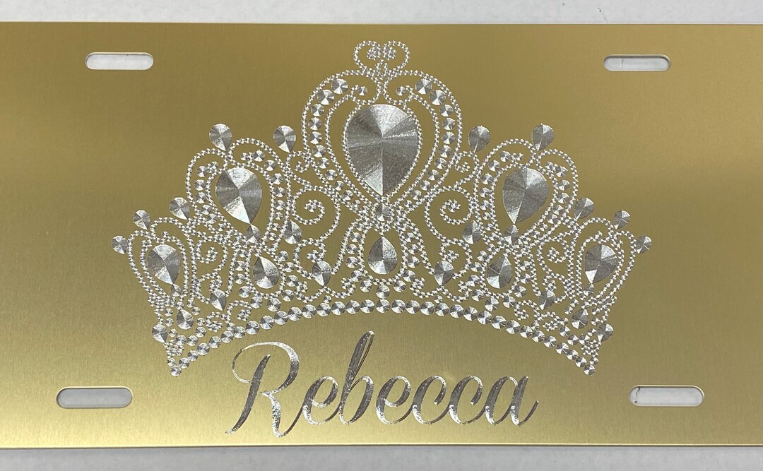 Crown License Plate Gold Car Tag Princess Queen Tiara Custom ...