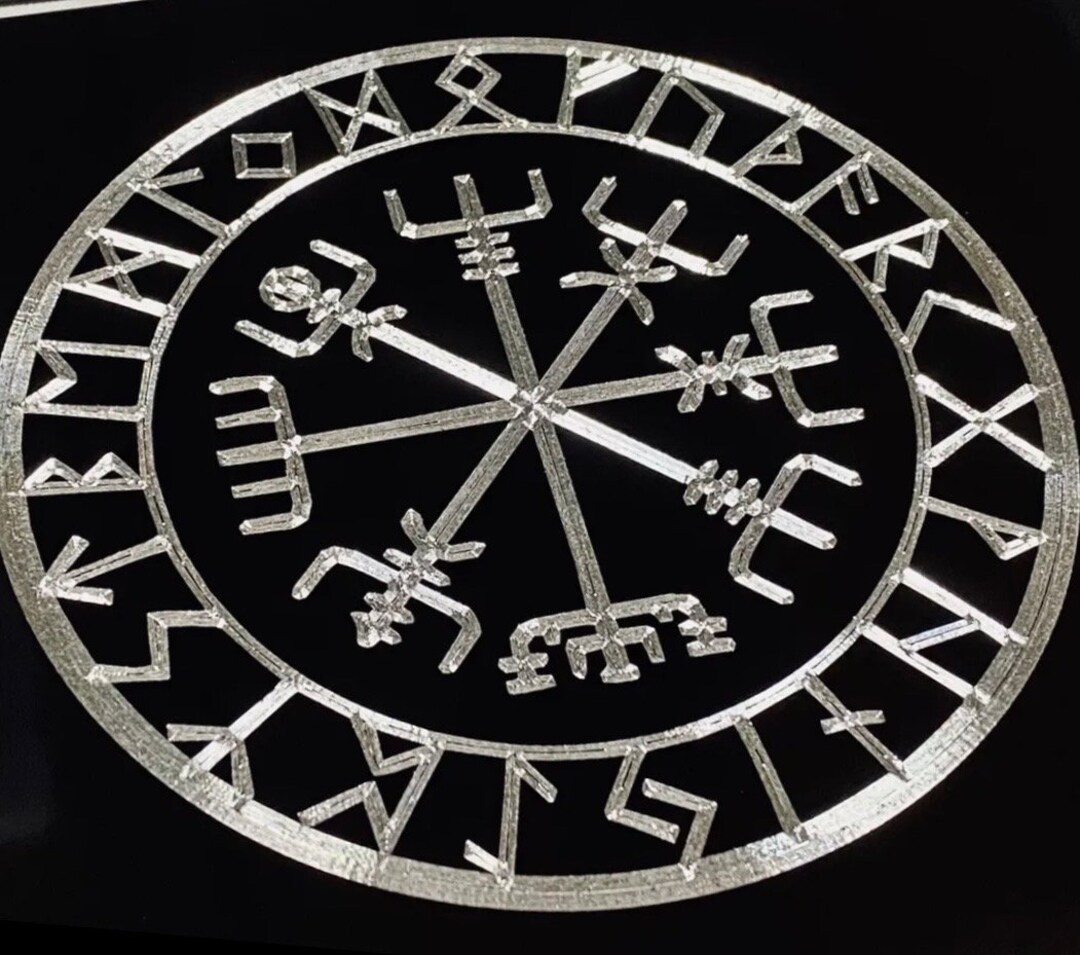 Viking Runes Vegvísir Compass Car Tag Diamond Etched Engraved Front ...