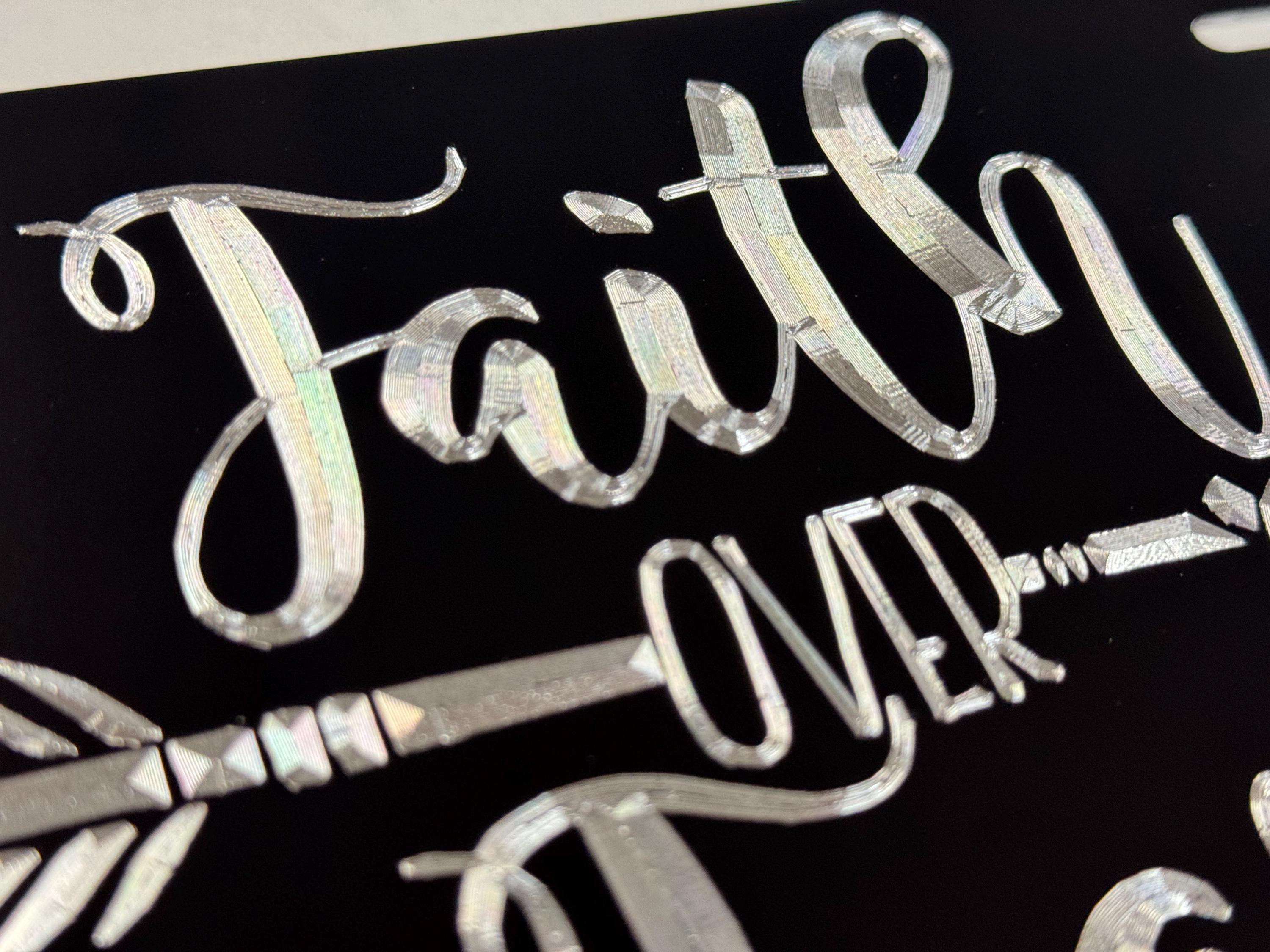 Engraved Faith Over Fear Christian License Plate Vanity Front Car Tag ...