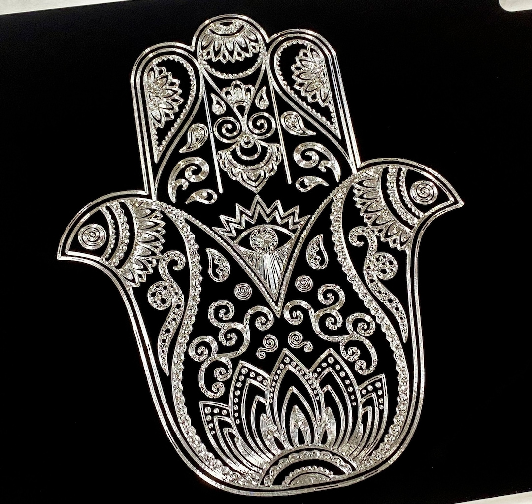 Engraved Hamsa Hand License Plate Car Tag Diamond Etched on Black ...