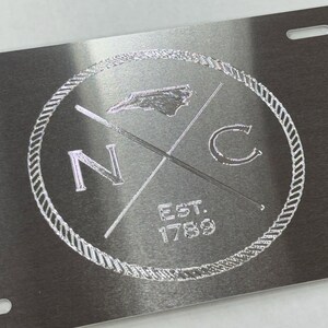 NC North Carolina State License Plate Car Tag Diamond Etched on Black ...