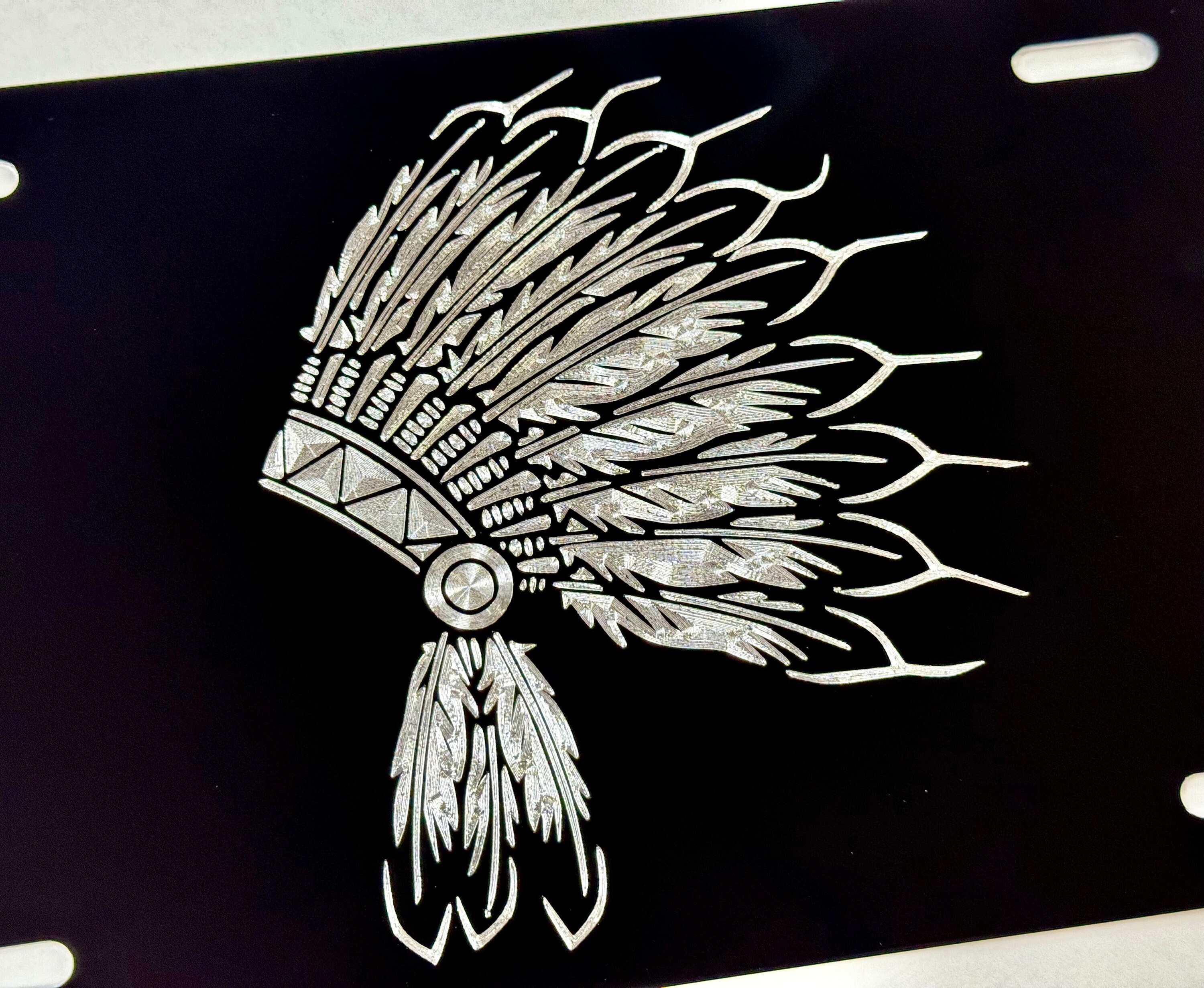 Native American Headdress License Plate Vanity Front Car Tag Silver ...
