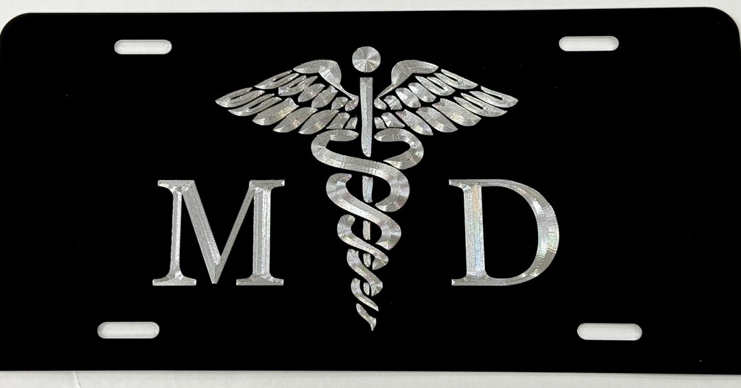 MD Medical Doctor License Plate Engraved Car Tag Silver Diamond Etched ...