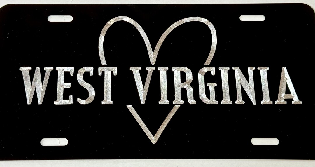 West Virginia WV State License Plate Car Tag Diamond Etched Engraved ...