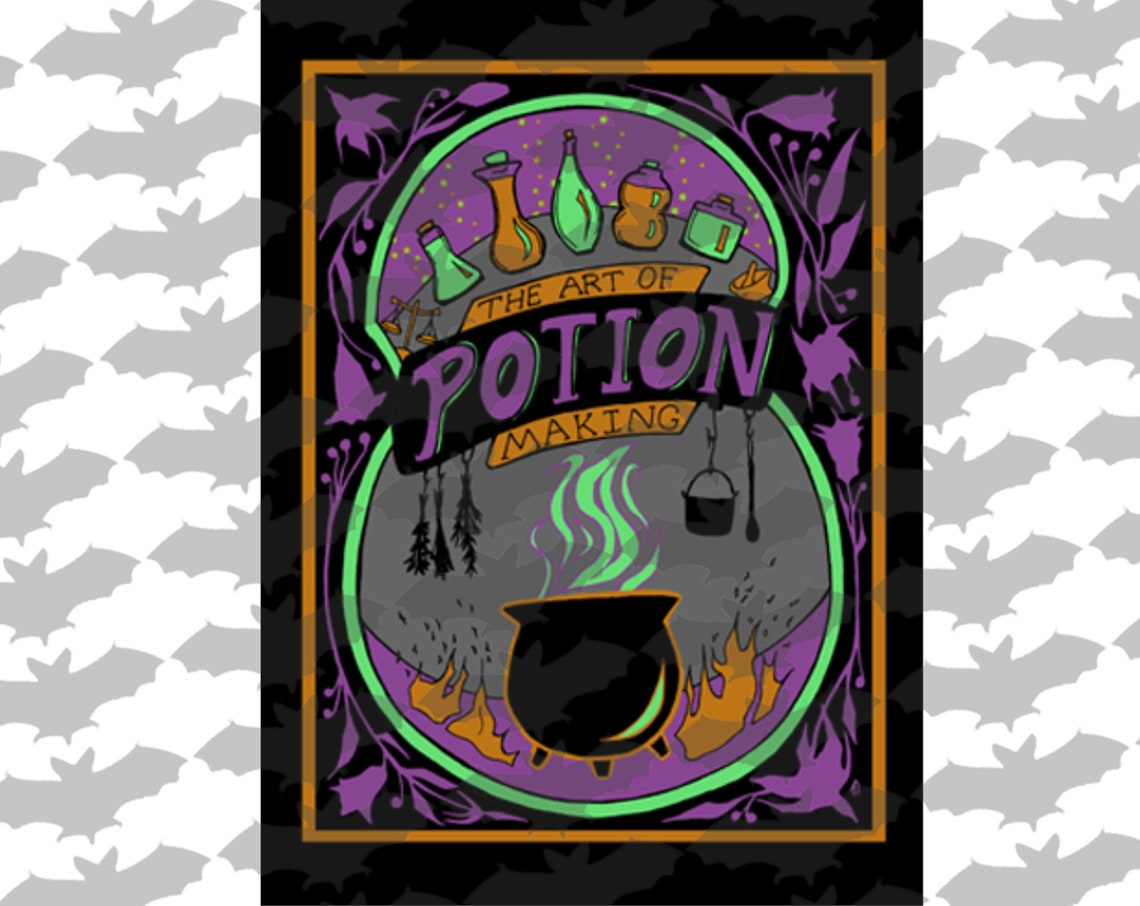 Potions Spellbook Cover, Printable Halloween Decoration, Spell Book ...