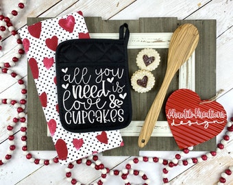 All You Need is Love and Cupcakes SVG Valentine Pot Holder - Etsy