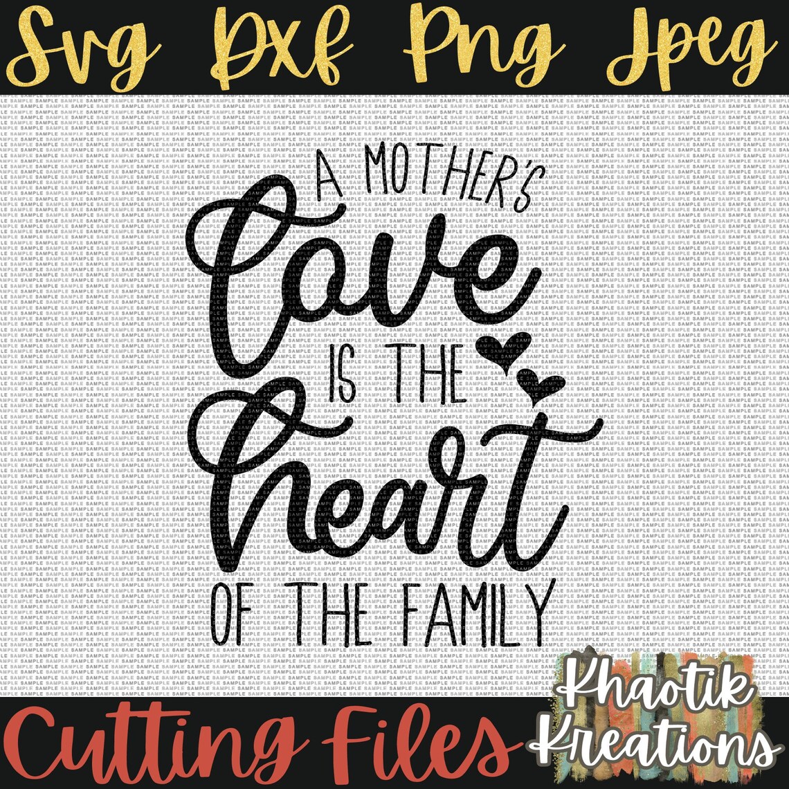A Mother's Love is the Heart of the Family Svg Mom Svg | Etsy