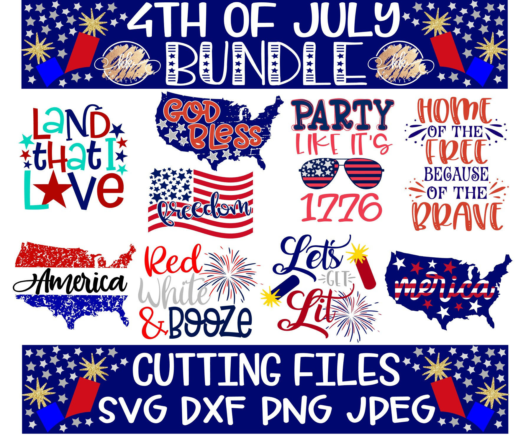 4th of July Bundle Svg 4th of July Svg Independence Day Svg - Etsy
