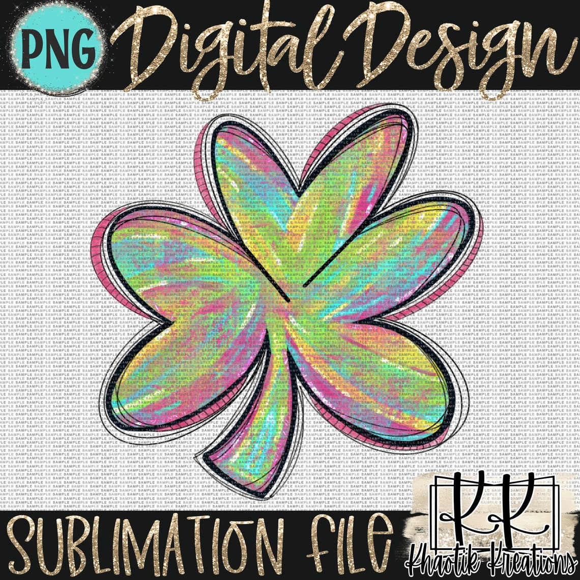 Rainbow Clover Png St Patricks Day Png Abstract Clover Png | Etsy