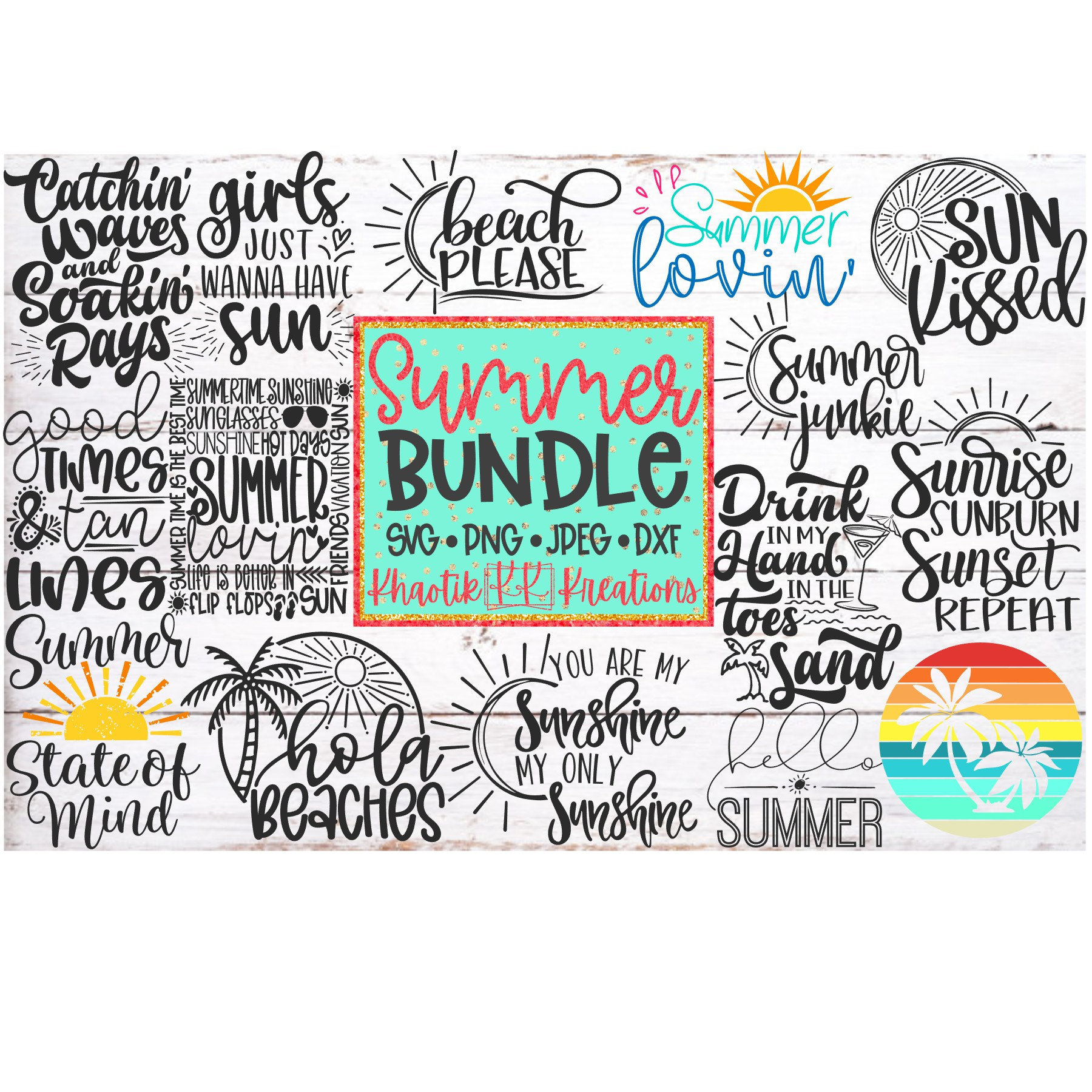 Summer Svg Bundle, Summer Svg, Hola Beaches Svg, Sunrise Sunburn Sunset ...