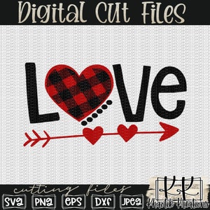 Love Svg, Valentines Day Svg, Valentines Svg, Buffalo Plaid Valentines ...
