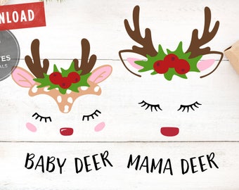 Mama and Baby Deer Svg - Etsy