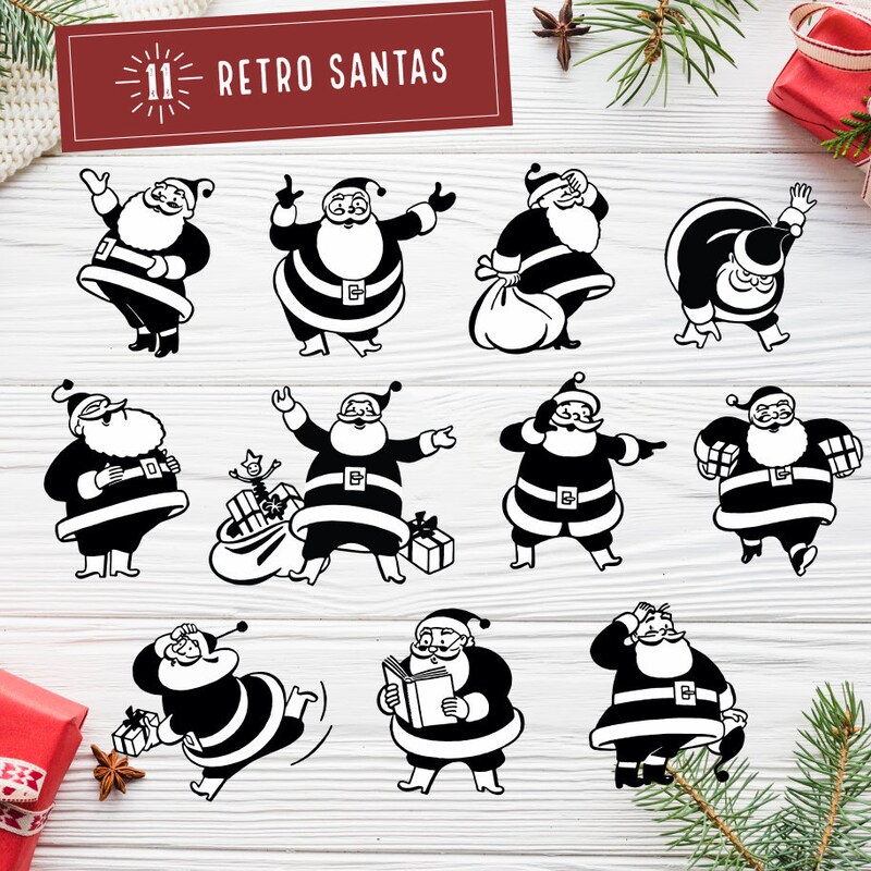 Retro Santa Svg - Etsy