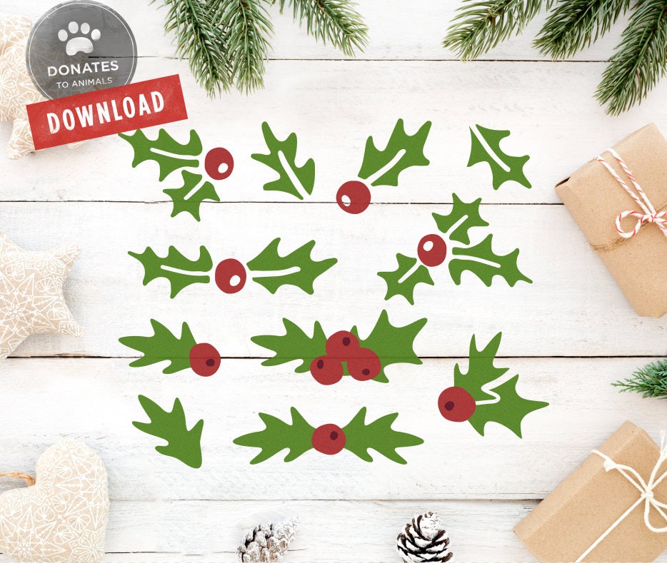 Christmas Leaves SVG Bundle | Holly SVG Bundle | Holly Cut File Bundle ...