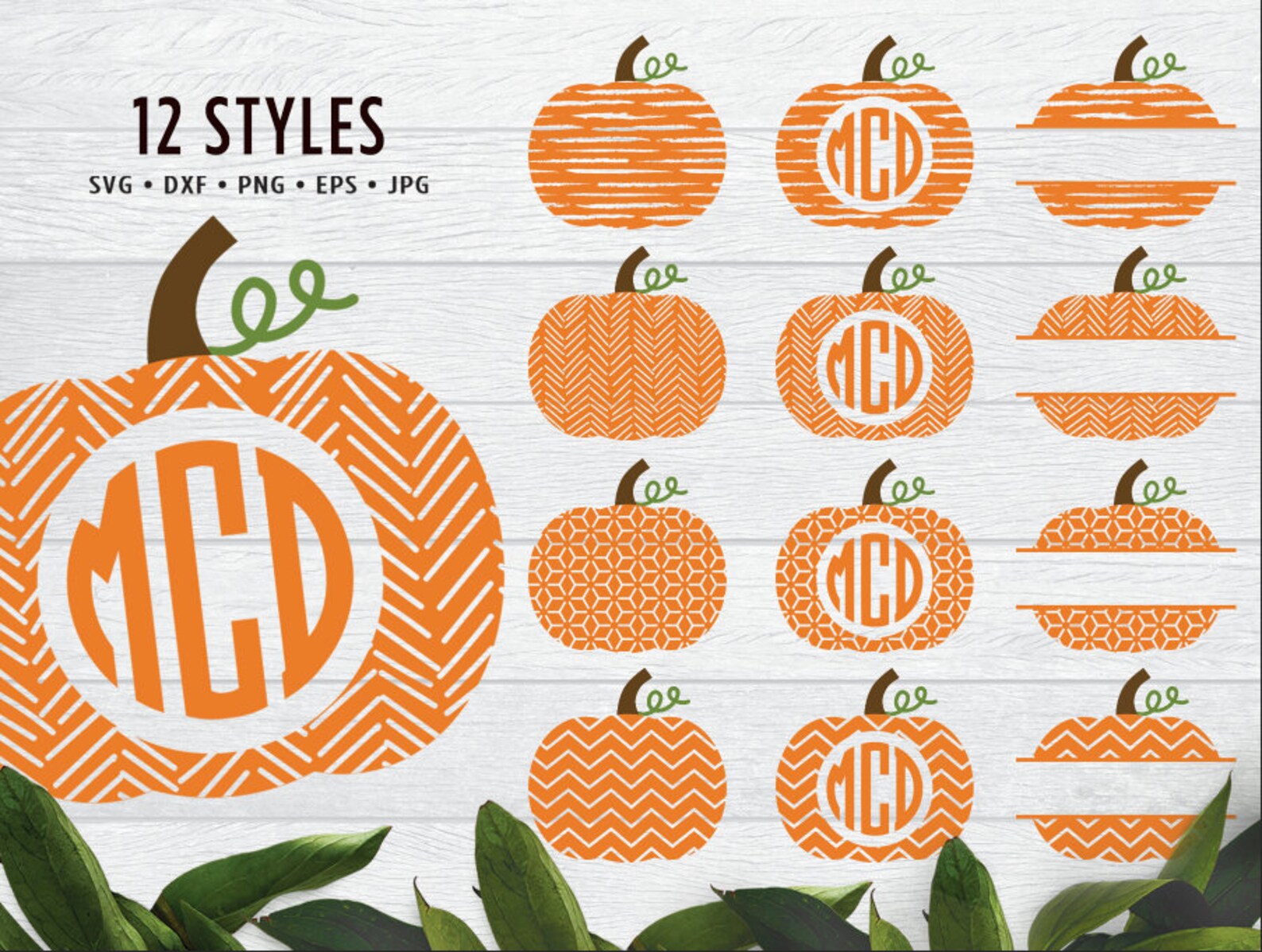 Monogram Pumpkin SVG Bundle Split Pumpkin Cut Files Cricut - Etsy