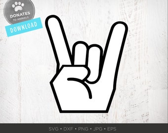 Rock on Hand Svg | Etsy
