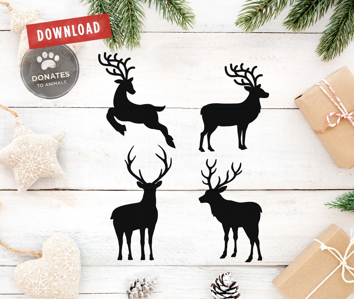 Reindeer SVG Pack Reindeer Silhouette SVG Bundle Reindeer - Etsy
