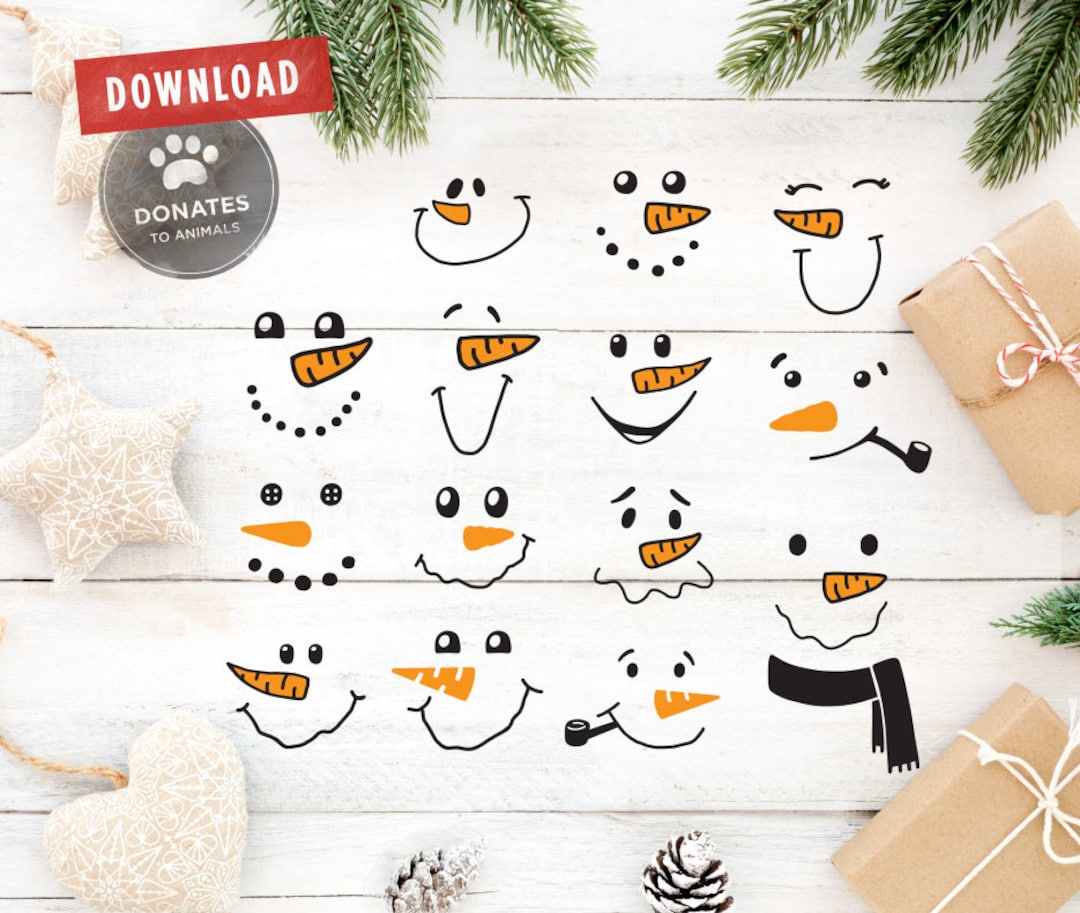 Snowman Face SVG Bundle | Snowman SVG | Christmas SVG | Christmas ...