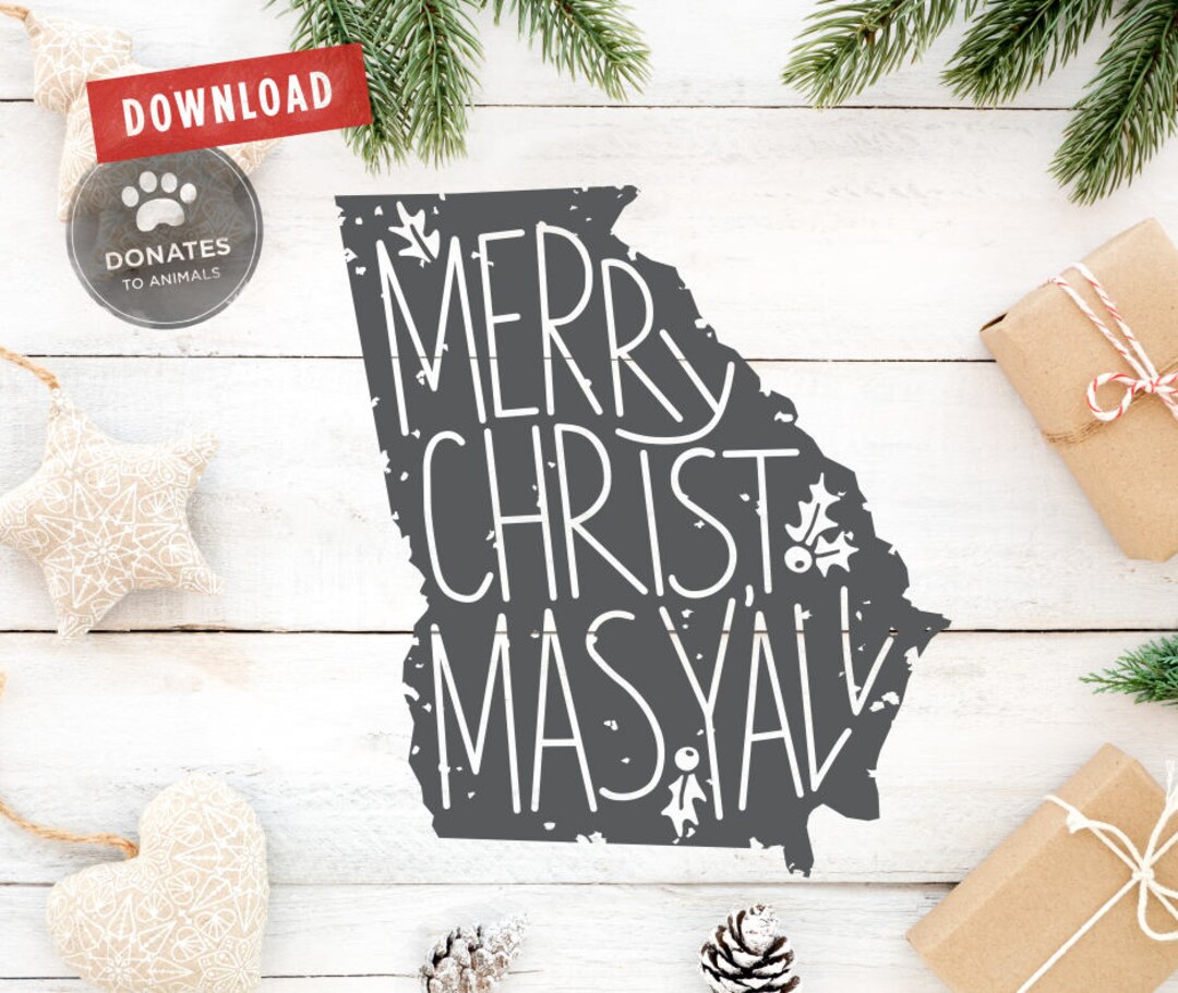 Grunge Georgia Christmas SVG | Distressed Georgia SVG | State of GA ...